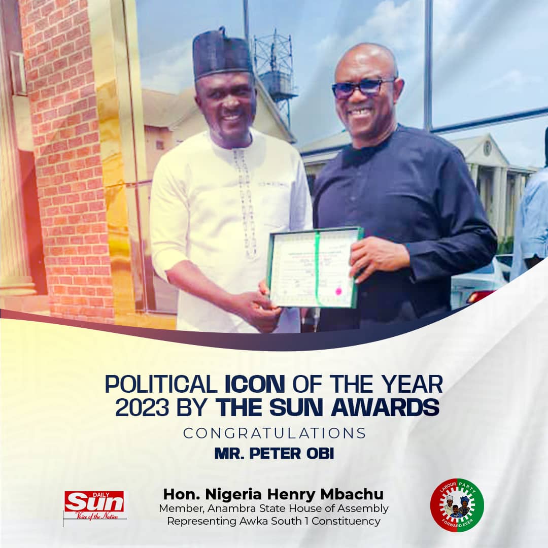Political icon award: Anambra Assembly member, Mbachu celebrates Peter ...